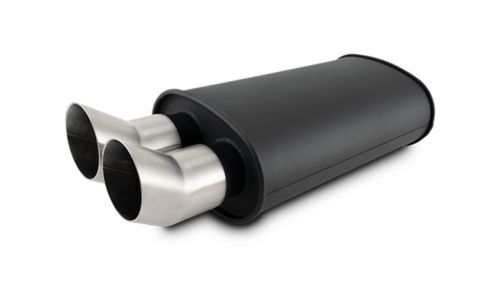 Vibrant 3" Inlet Flat Black Muffler with Stainless Dual DTM Style Tips ...